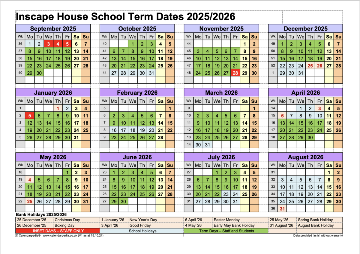 Term dates - Inscape House School